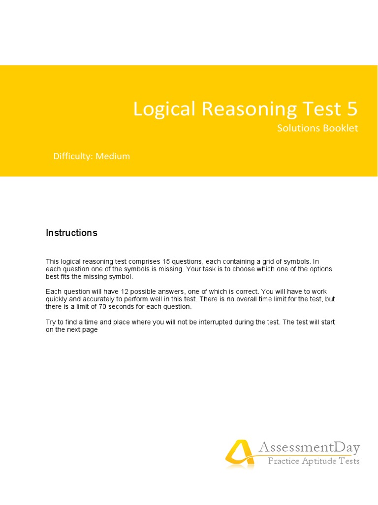 Logical Reasoning Test 5: Assessmentday | PDF | Teaching Mathematics