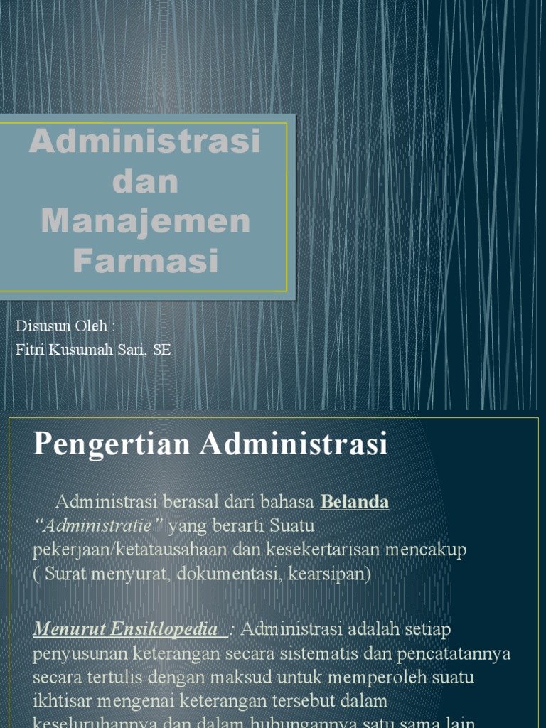 Administrasi Dan Manajemen Farmasi Pdf