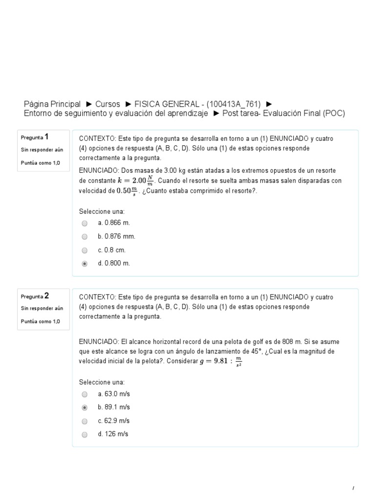 Post Tarea - Evaluación Final (POC) | PDF | Energía cinética | Energía potencial
