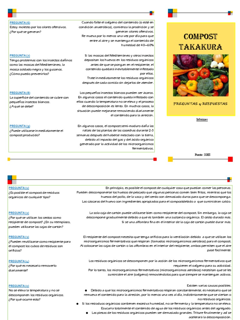 Folleto Compost Takakura Q&A | PDF | Compost | Naturaleza