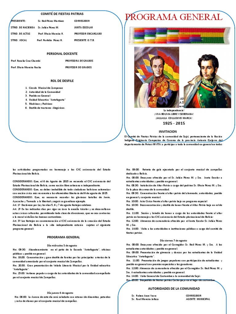 Programa General | PDF | Bolivia | América del Sur