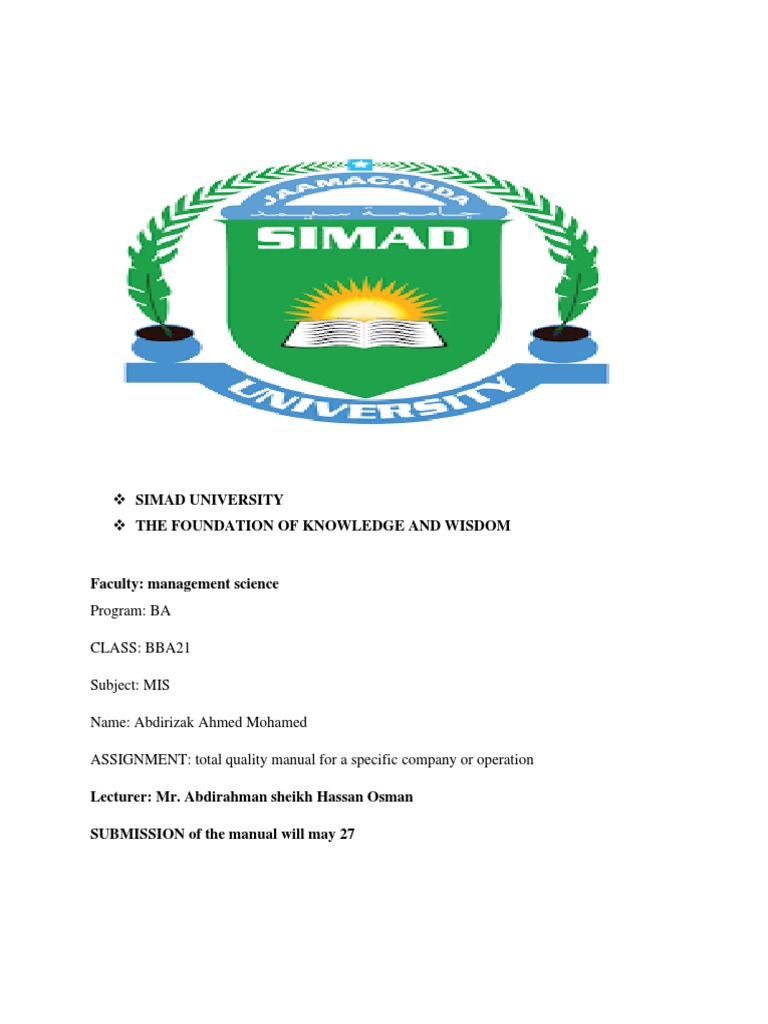 Simad University The Foundation of Knowledge and Wisdom | PDF | Traffic ...