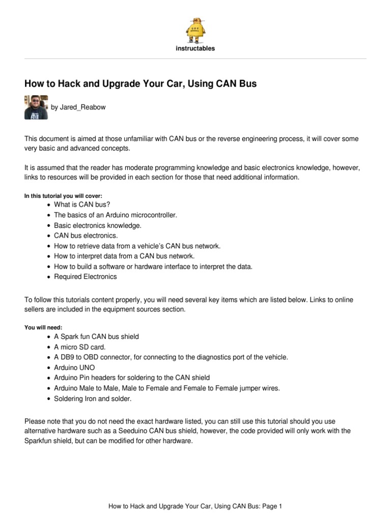 How To Hack and Upgrade Your Car Using CAN Bus | PDF | Network Topology ...