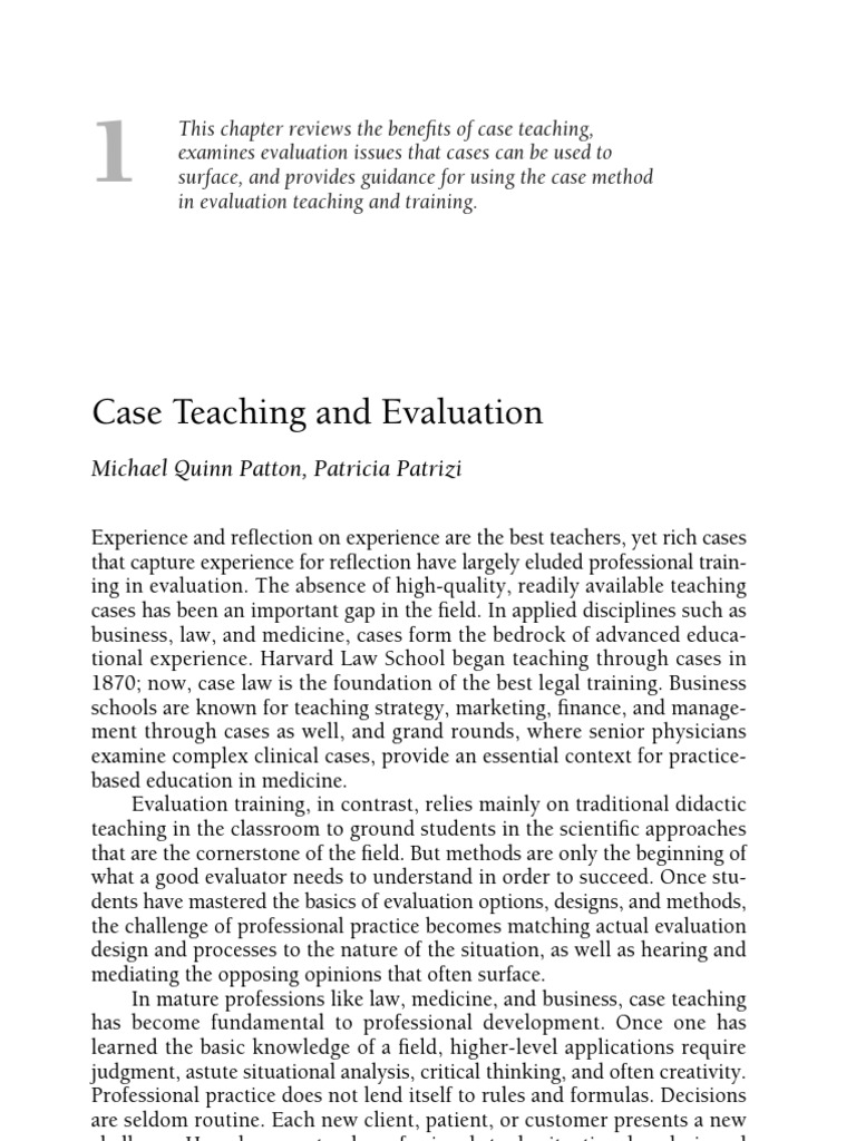 Case Teaching and Evaluation - Patton | PDF | Evaluation | Facilitator
