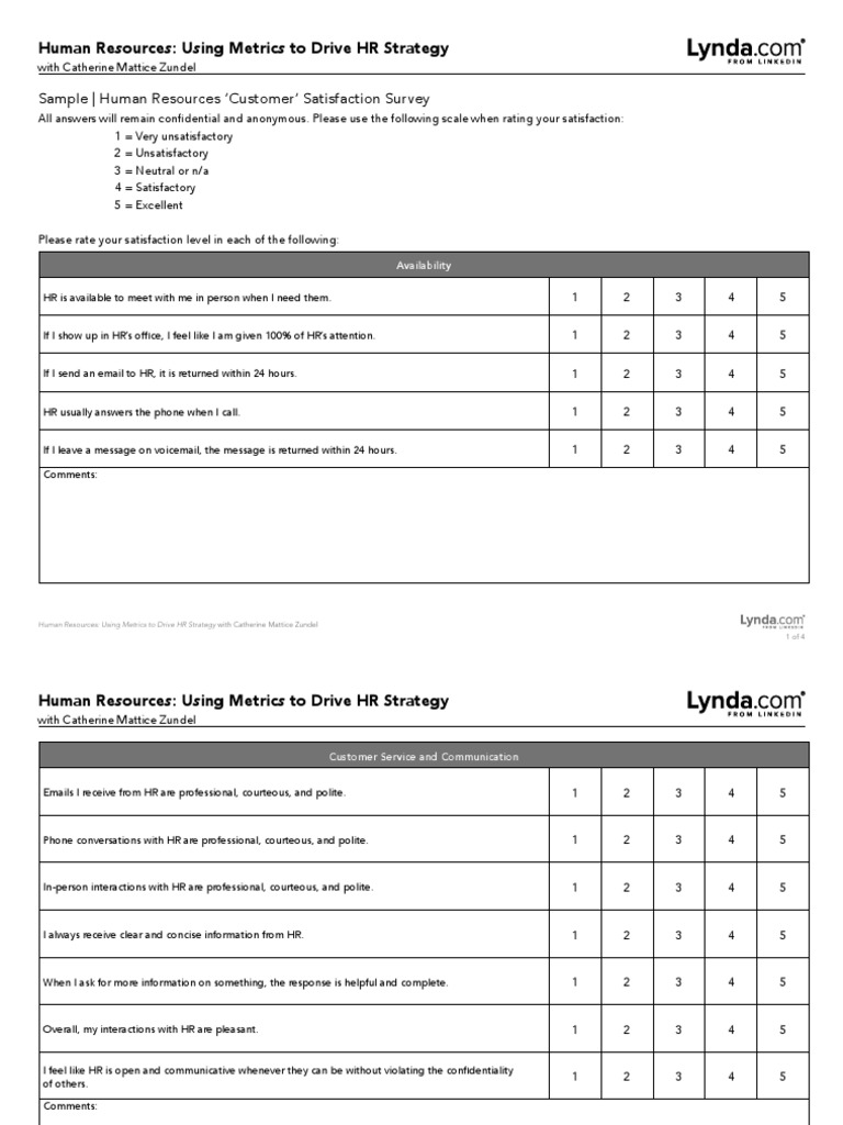 HR Metrics for Employee Satisfaction Survey | PDF | Human Resource ...