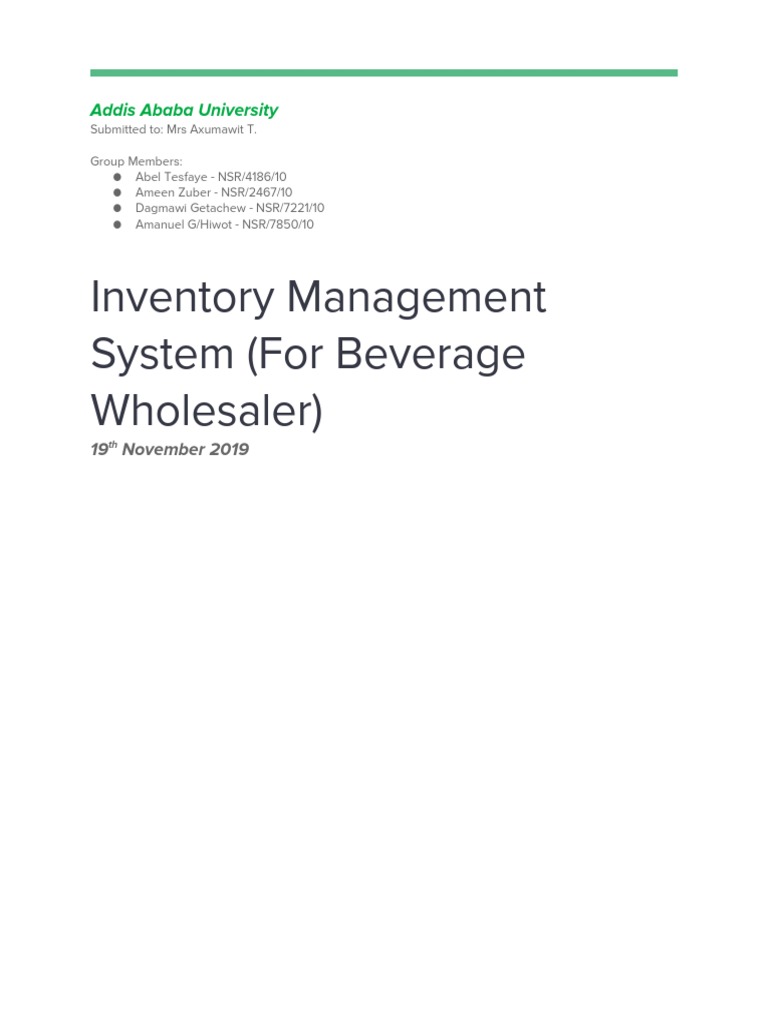 Project Proposal | PDF | Warehouse | Inventory