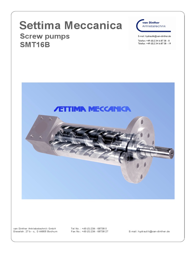 Settima Meccanica: Screw Pumps SMT16B | PDF | Pump | Chemical Engineering