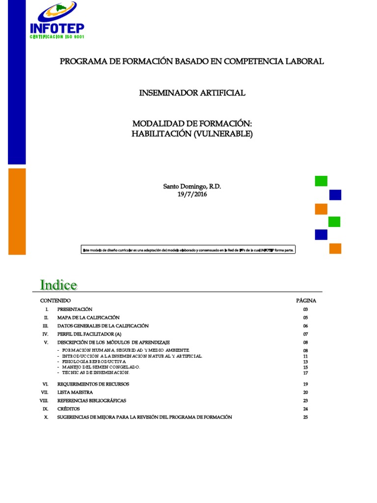 Programa de Formación: Inseminador Artificial | PDF | Aprendizaje ...