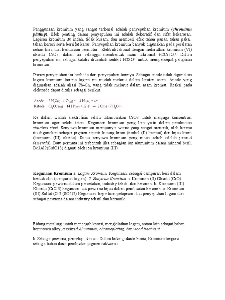 Penggunaan Kromium | PDF