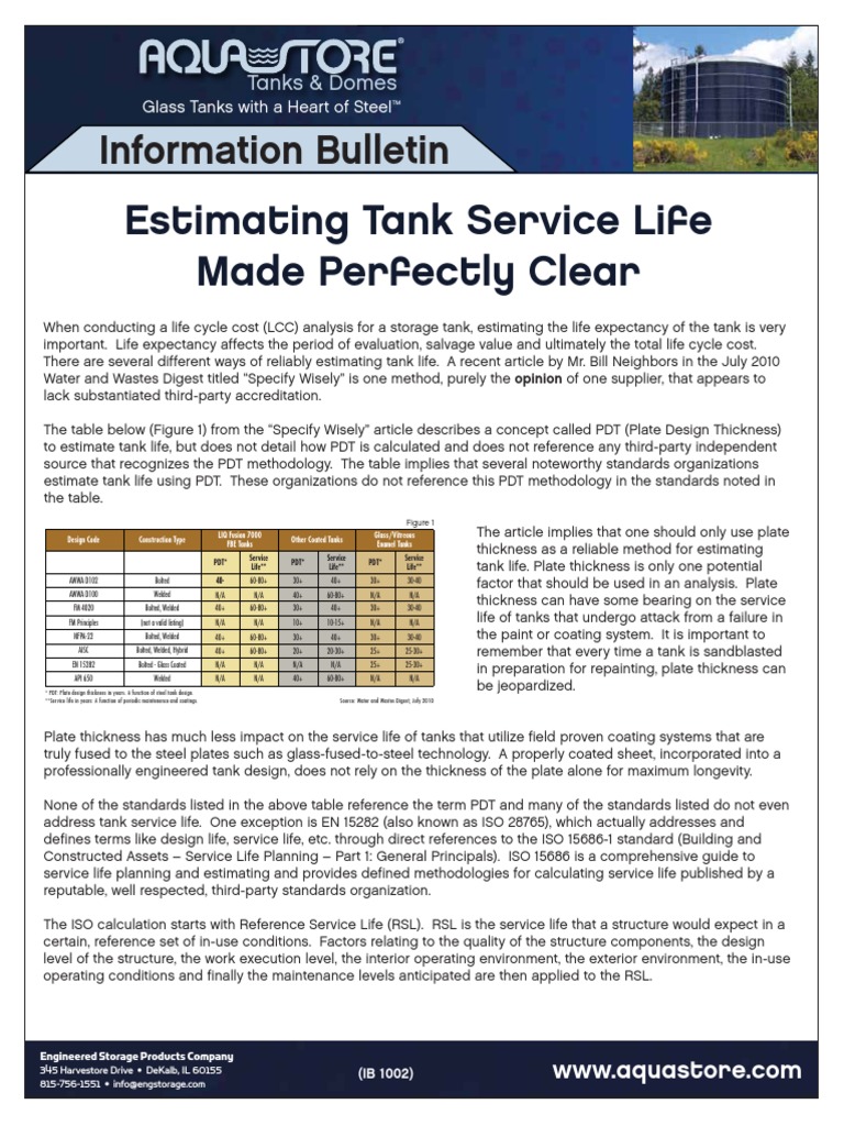 Estimating Tank Service Life Made Perfectly Clear: Information Bulletin ...