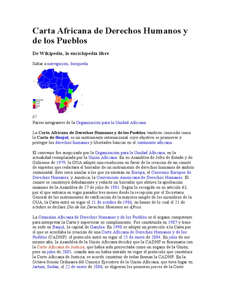 Carta Africana de Derechos Humanos y de Los Pueblos | PDF | Principios éticos | Información del ...