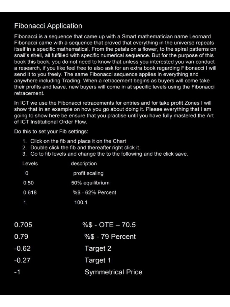 How To Set ICT Fibonacci Levels | PDF