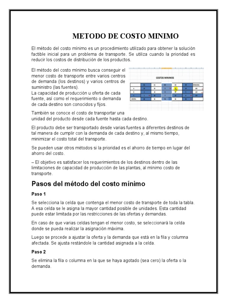 Método del costo mínimo: una guía paso a paso para minimizar los costos ...
