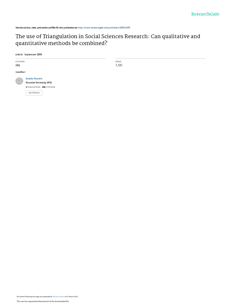 The Use of Triangulation in Social Sciences Resear | PDF | Qualitative ...