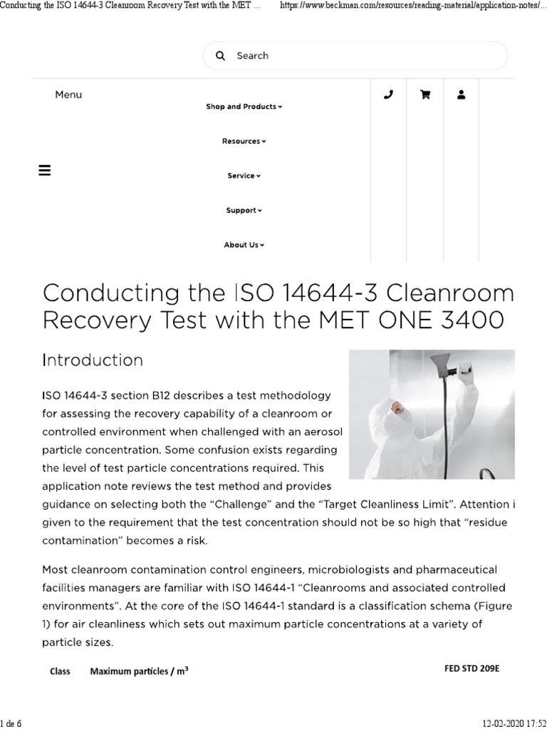 Conducting the ISO 14644-3 Cleanroom Recovery Test: Guidelines for ...