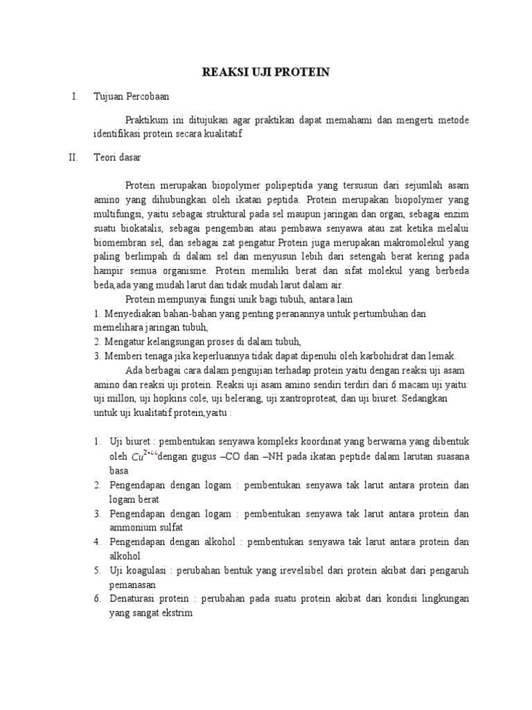 Reaksi Uji Protein | PDF
