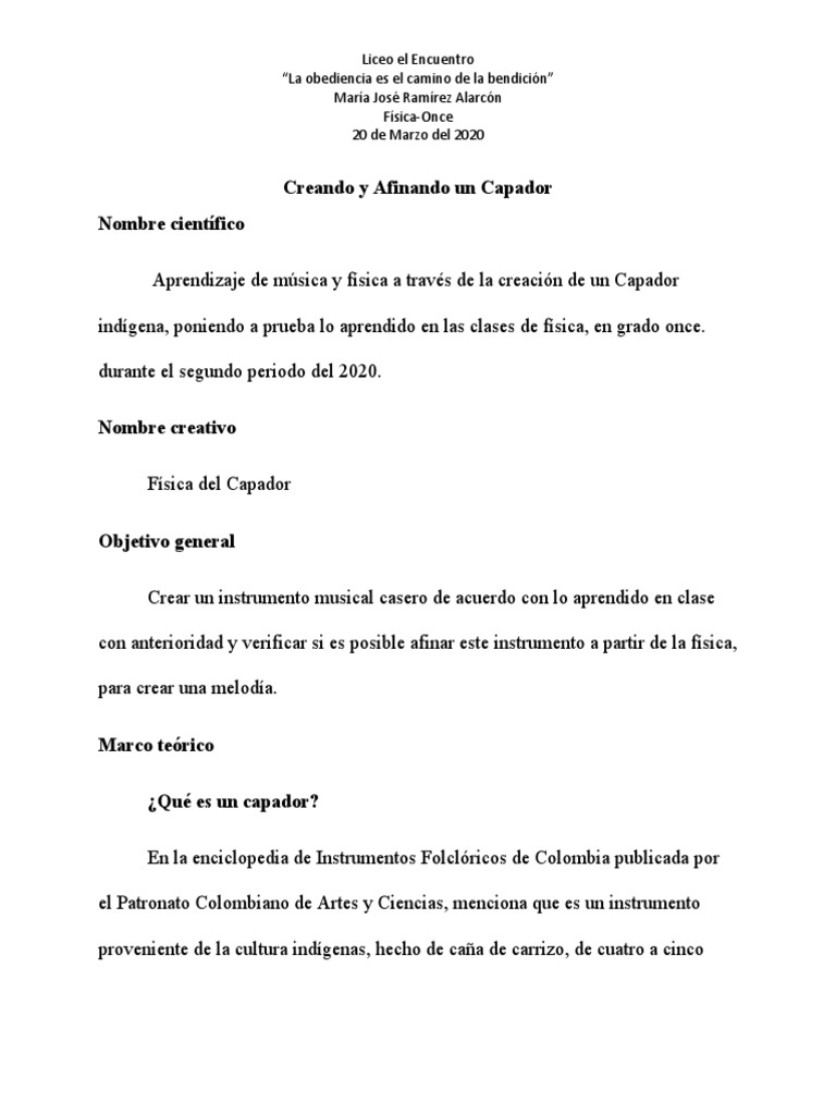 Creación y Afinación del Capador | PDF | Colombia | Las artes escénicas