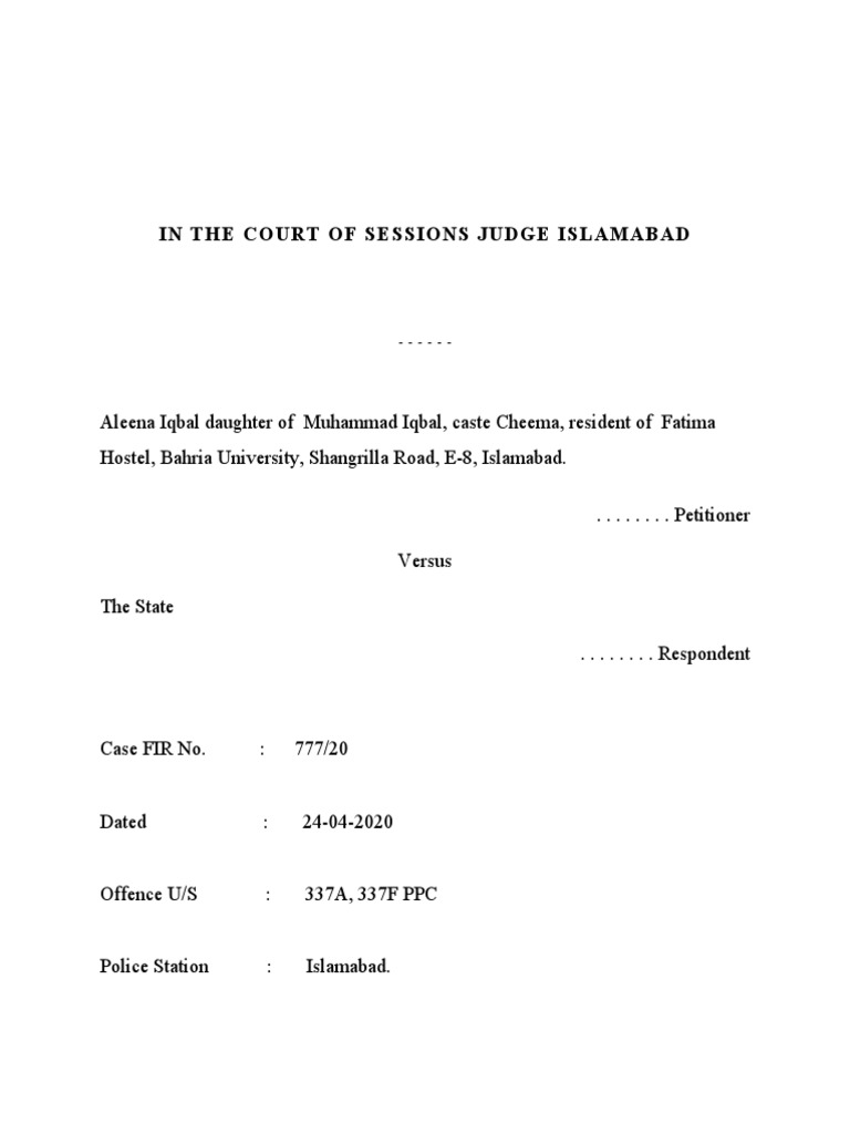 Pre-Arrest Bail Petition | PDF | Bail | Affidavit