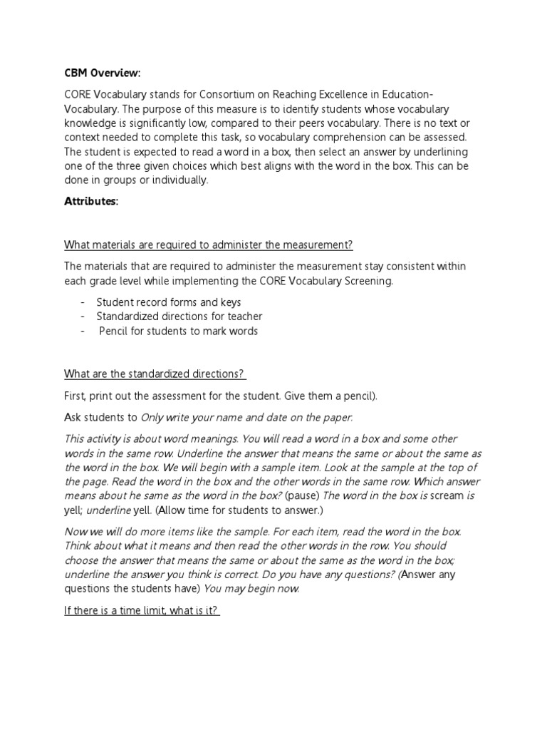 Core Vocab Expert | PDF | Educational Assessment | Vocabulary