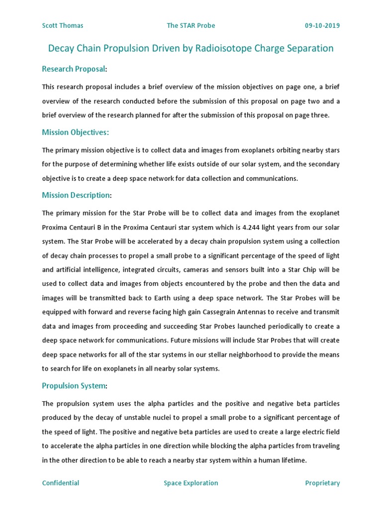 The Star Probe Proposal | Download Free PDF | Interstellar Travel ...