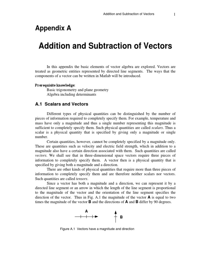 Appendix A - AdditionandSubtractionofVectors - Final | PDF | Euclidean ...