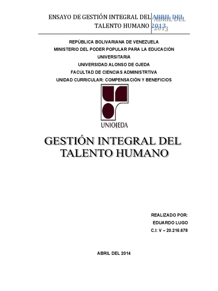 Ensayo de Gestion Integral Del Talento Humano | PDF | Gestión del ...