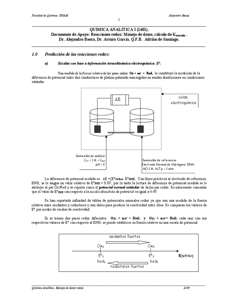 D Escalas Redox y Cálculo de K Reacción PDF | PDF | Redox | Reacciones ...