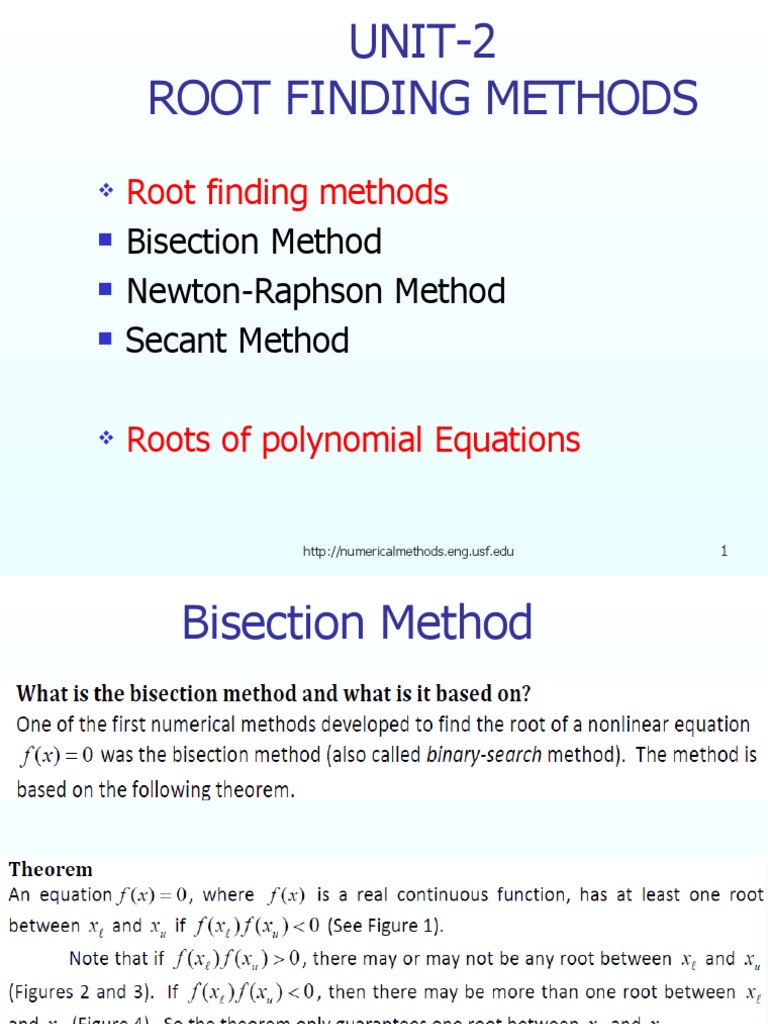 Root Finding Methods Bisection Method Newton Raphson Method Secant Method Pdf Mathematics