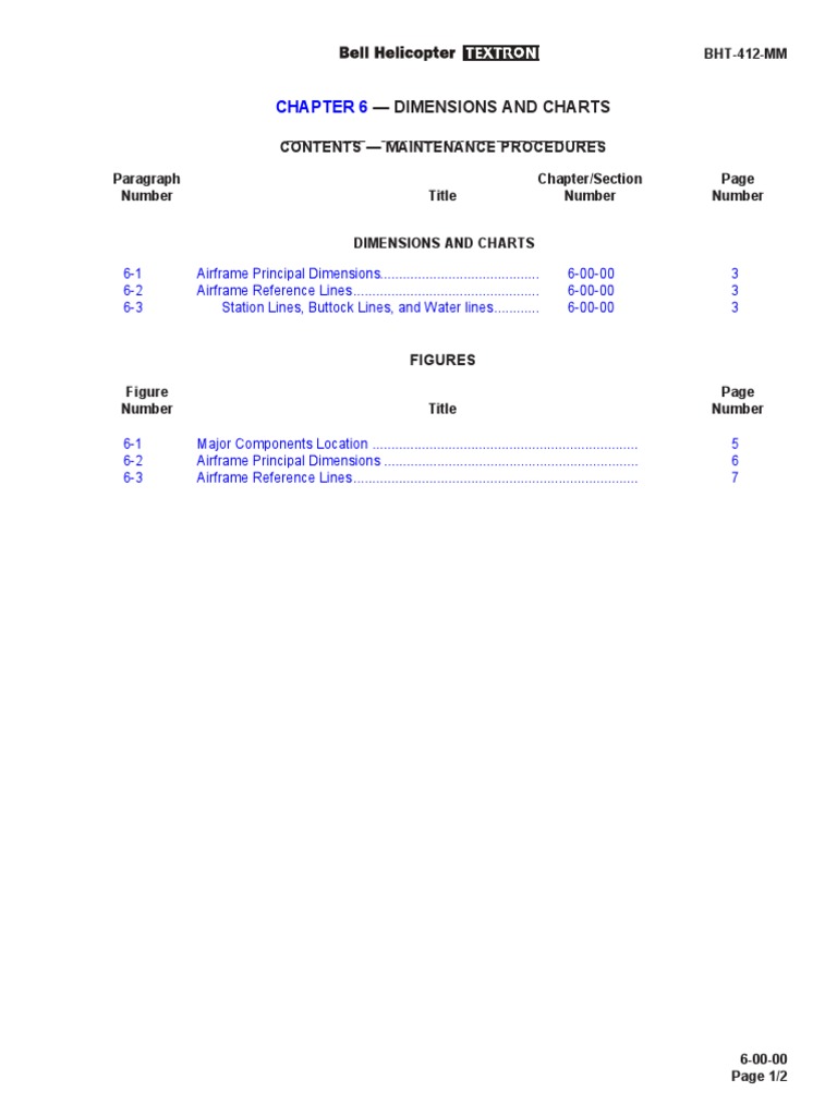 BHT-412 Dimensions and Charts | PDF | Helicopter | Empennage