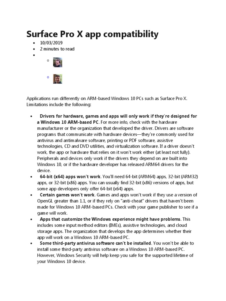 Surface Pro X App Compatibility Guide | PDF