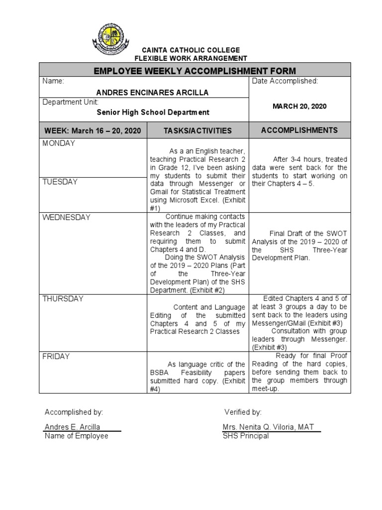 Employee Accomplishment Form | Download Free PDF | Behavior ...