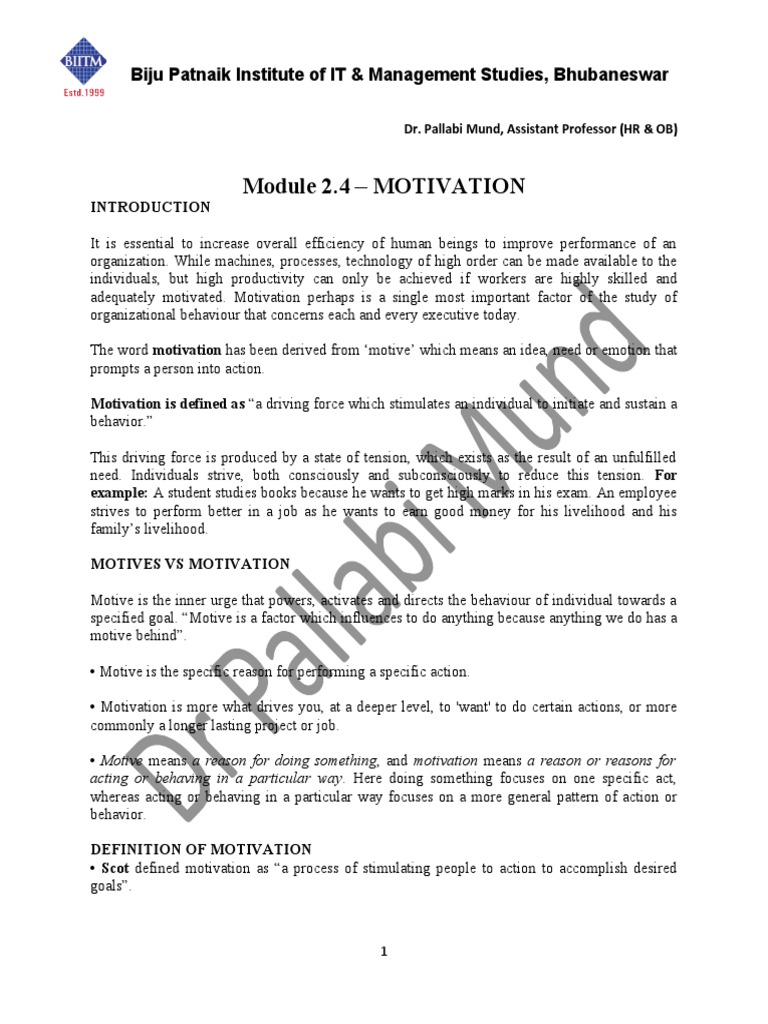Module 2.4 - Motivation | PDF | Motivation | Motivational