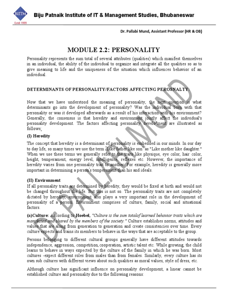 Ob Personality And Perception Notes Pdf Perception Attention