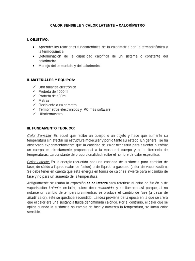 Calor Sensible y Calor Latente | PDF | Calor latente | Calor