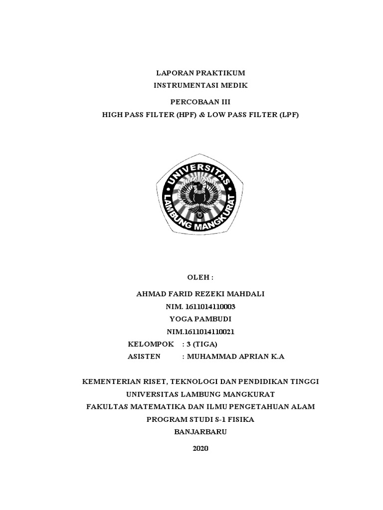Praktikum HPF dan LPF Orde Dua | PDF | Teknologi & Rekayasa