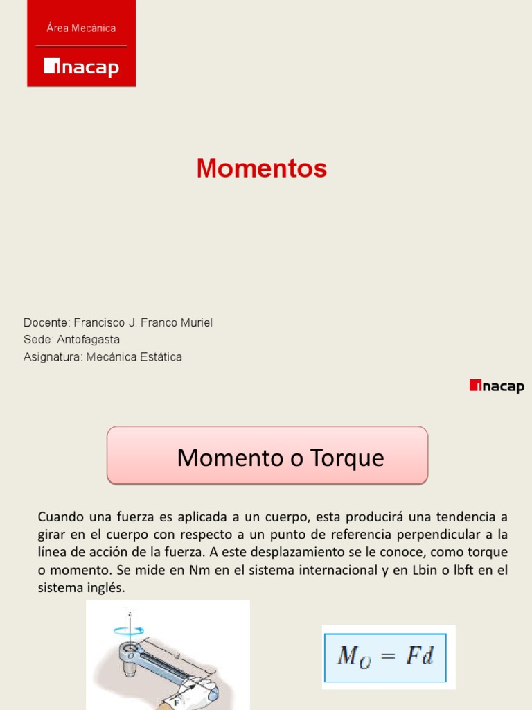 Momentos o Torque | PDF | Esfuerzo de torsión | Fuerza
