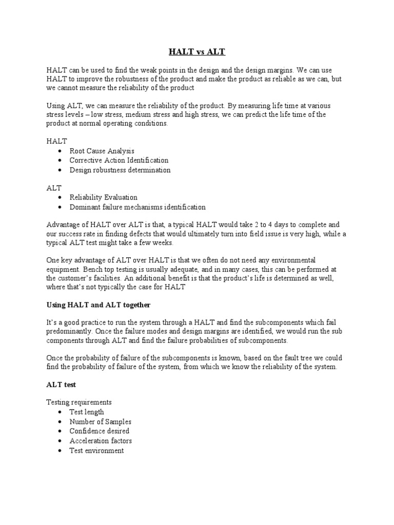 HALT Vs ALT | PDF | Reliability Engineering | Systems Engineering