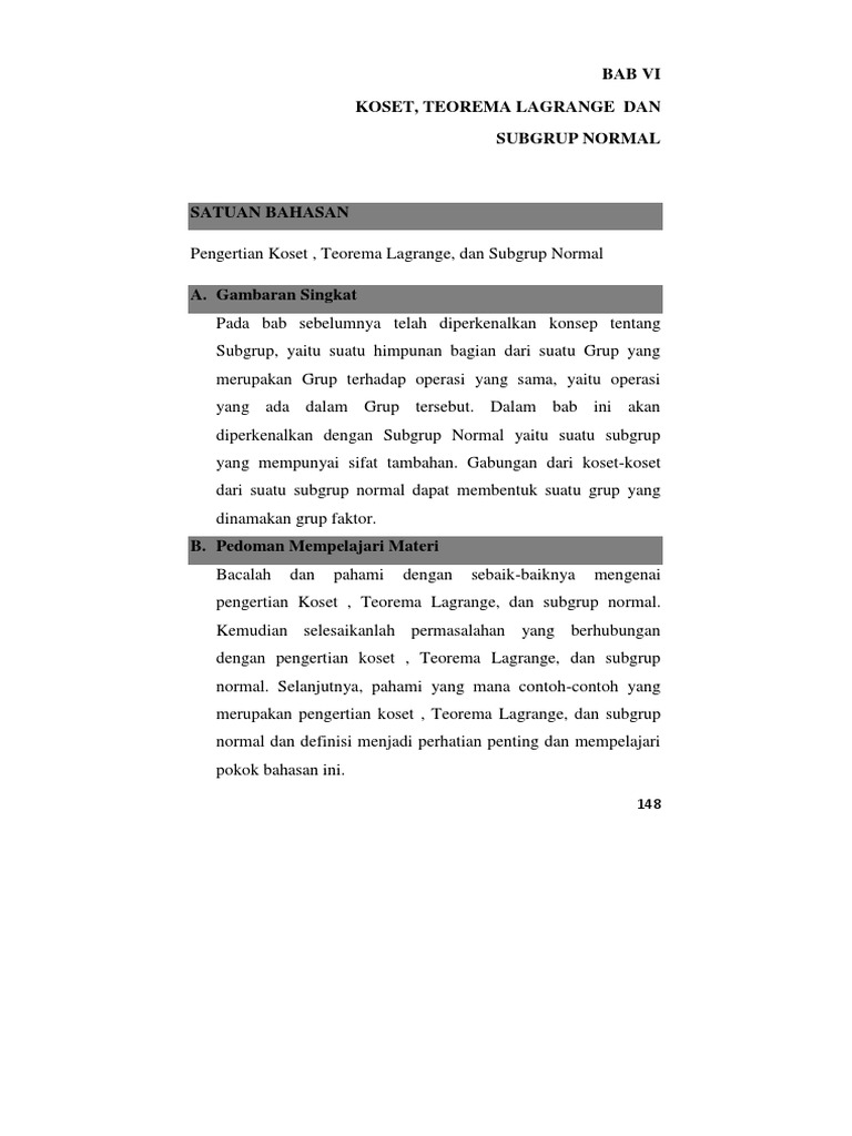 Koset, Teorema Larngae Dan Subgrup Normal | PDF