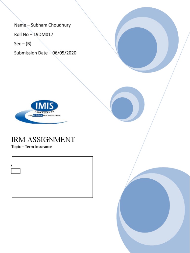 IRM Final File | PDF | Life Insurance | Financial Risk