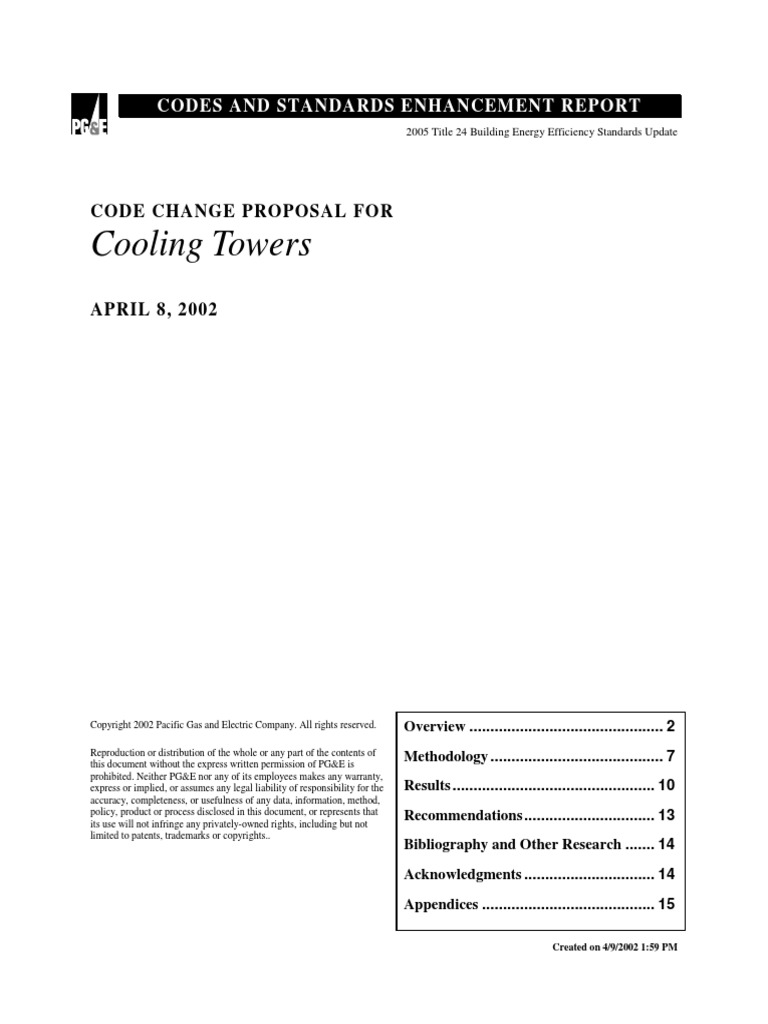 Cooling Towers: Codes and Standards Enhancement Report | PDF | Heating ...