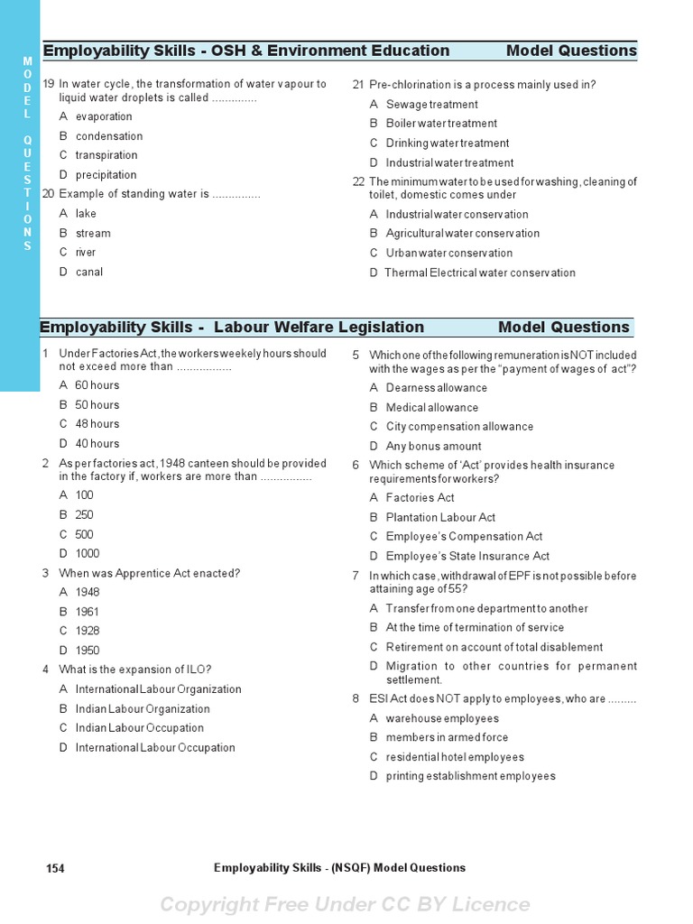 Employability Skills - OSH & Environment Education Model Questions ...