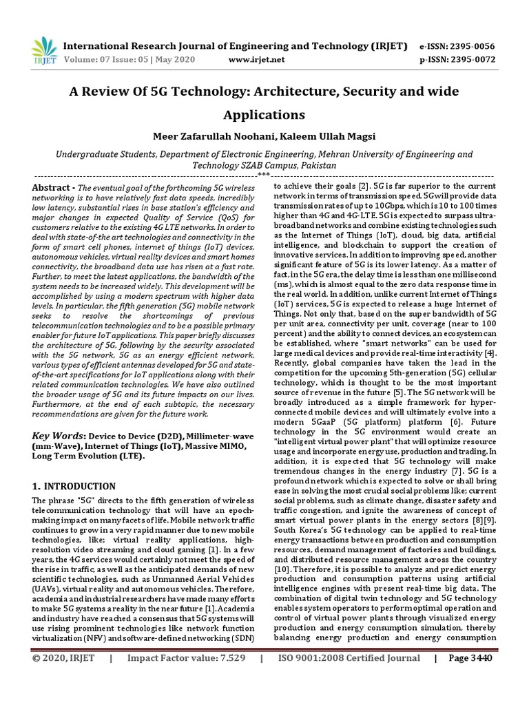 A Review of 5G Technology: Architecture, Security and Wide Applications ...