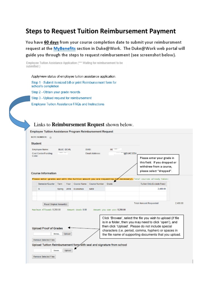 ETAP Steps To Request Tuition Reimbursement Payment | PDF