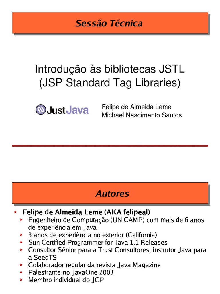 Introdução Às Bibliotecas JSTL (JSP Standard Tag Libraries) : Felipe de ...