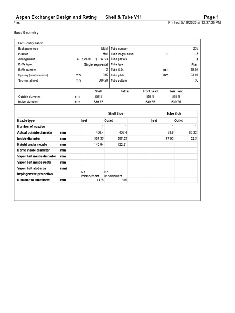 Aspen Exchanger Design and Rating Shell & Tube V11 | PDF | Mechanical ...