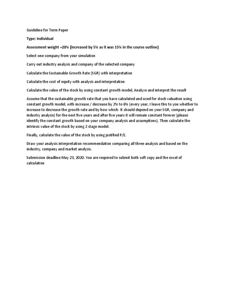 Term Paper Guidelines for Company Analysis | PDF | Business