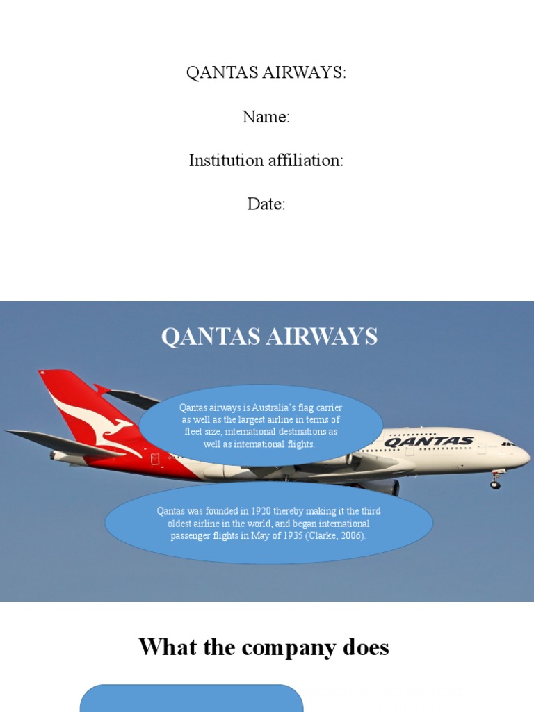 Qantas Airways: Name: Institution Affiliation: Date | PDF | Airlines ...