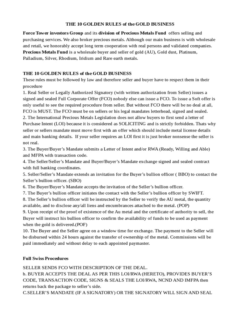 The 10 Golden Rules of The Gold Business | PDF | Precious Metals | Gold