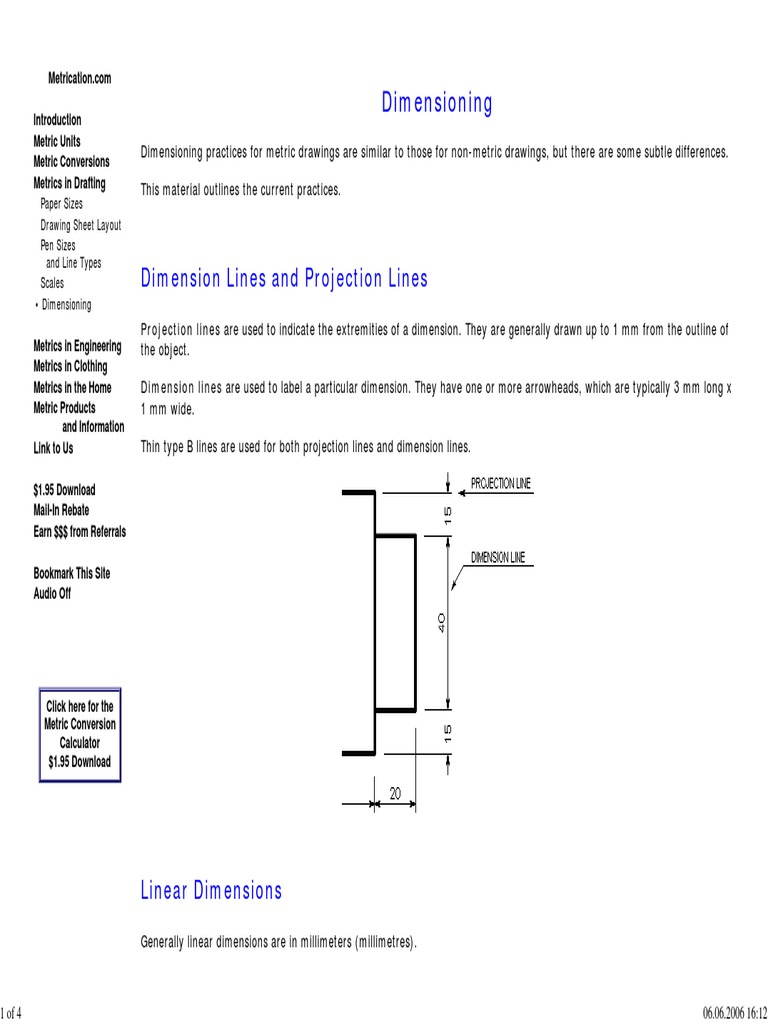 Metrics in Drafting - Dimensioning | PDF | Drawing | Dimension