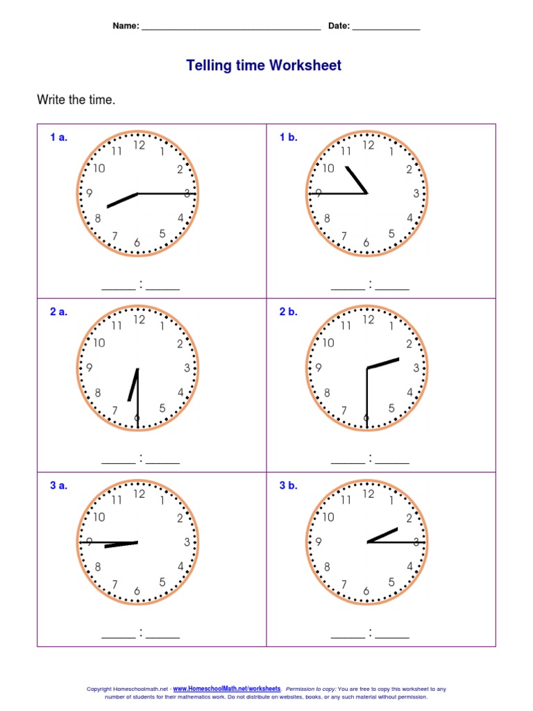 Telling Time Worksheet PDF | PDF | Teaching Methods & Materials